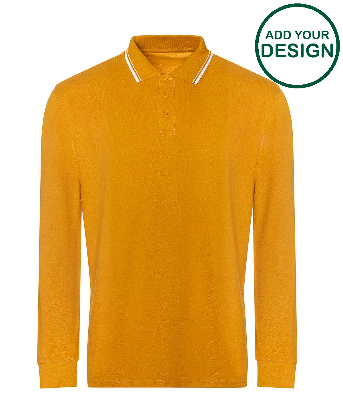 AWDis Just Polo's - Long sleeve tipped 100 polo - Mustard/White - Add ...