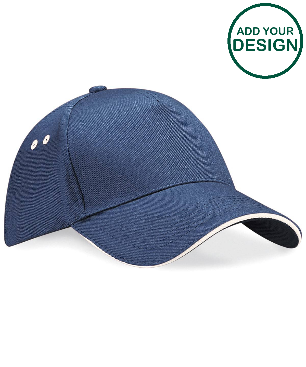 Beechfield - Ultimate 5-panel cap - sandwich peak - Navy/Putty - Add Y ...