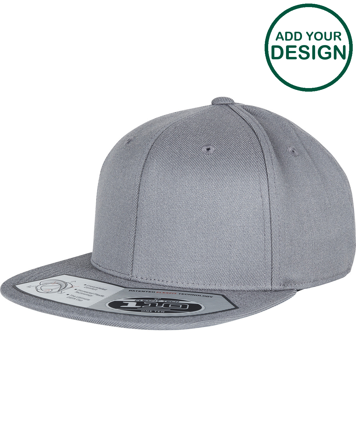 Flexfit by Yupoong - 110 fitted snapback (110) - Grey - Add Your Desig ...