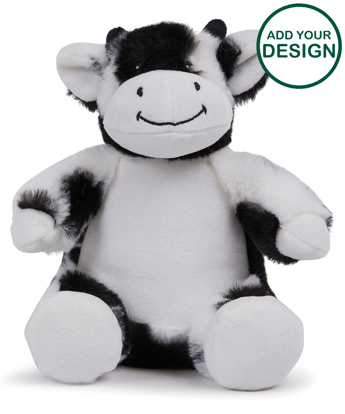 Mumbles - Printme mini teddy - Black/White Cow - Add Your Design/Logo ...