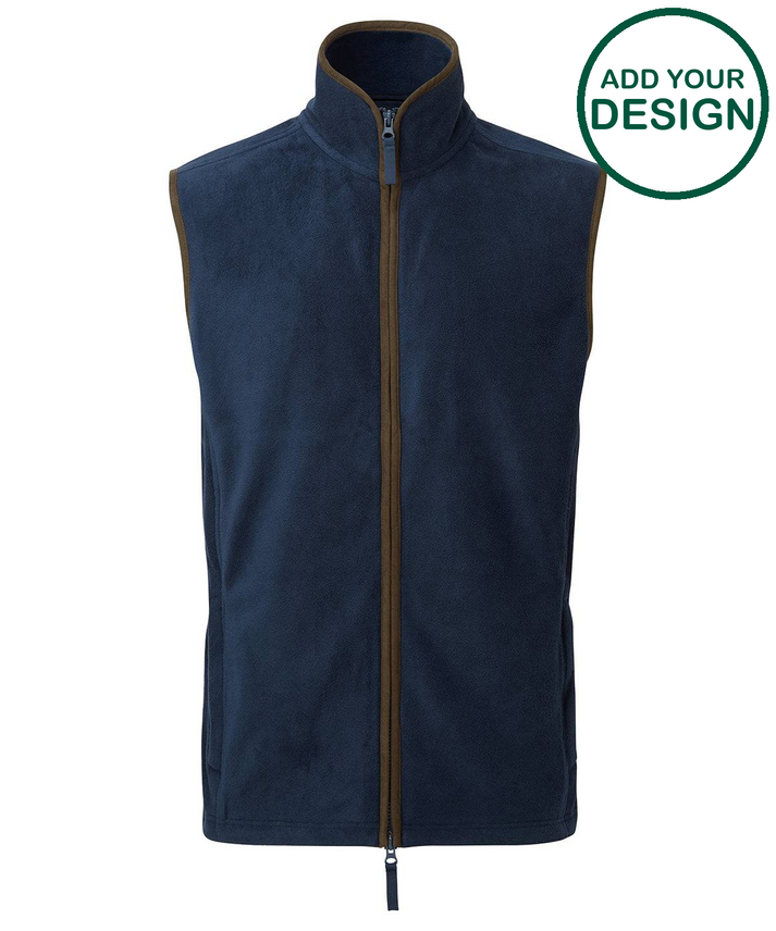 Premier - Artisan fleece gilet - Navy/Brown - Add Your Design/Logo ...