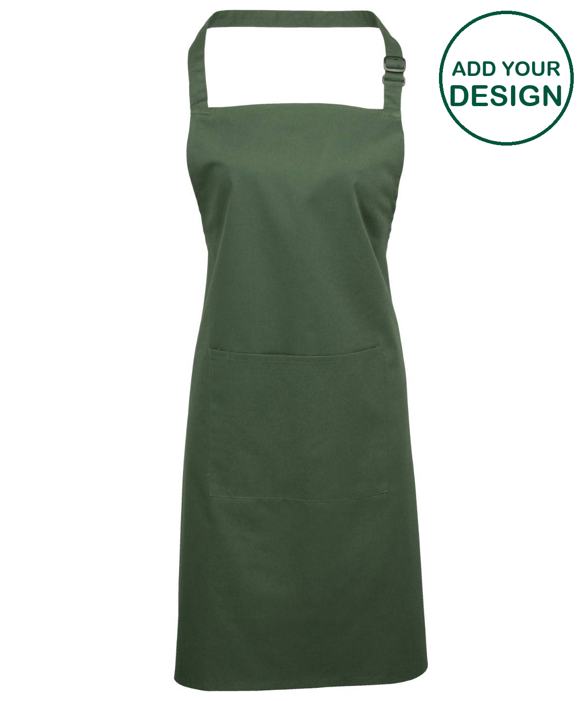 Premier - Colours bib apron with pocket - Moss Green - Add Your Design ...