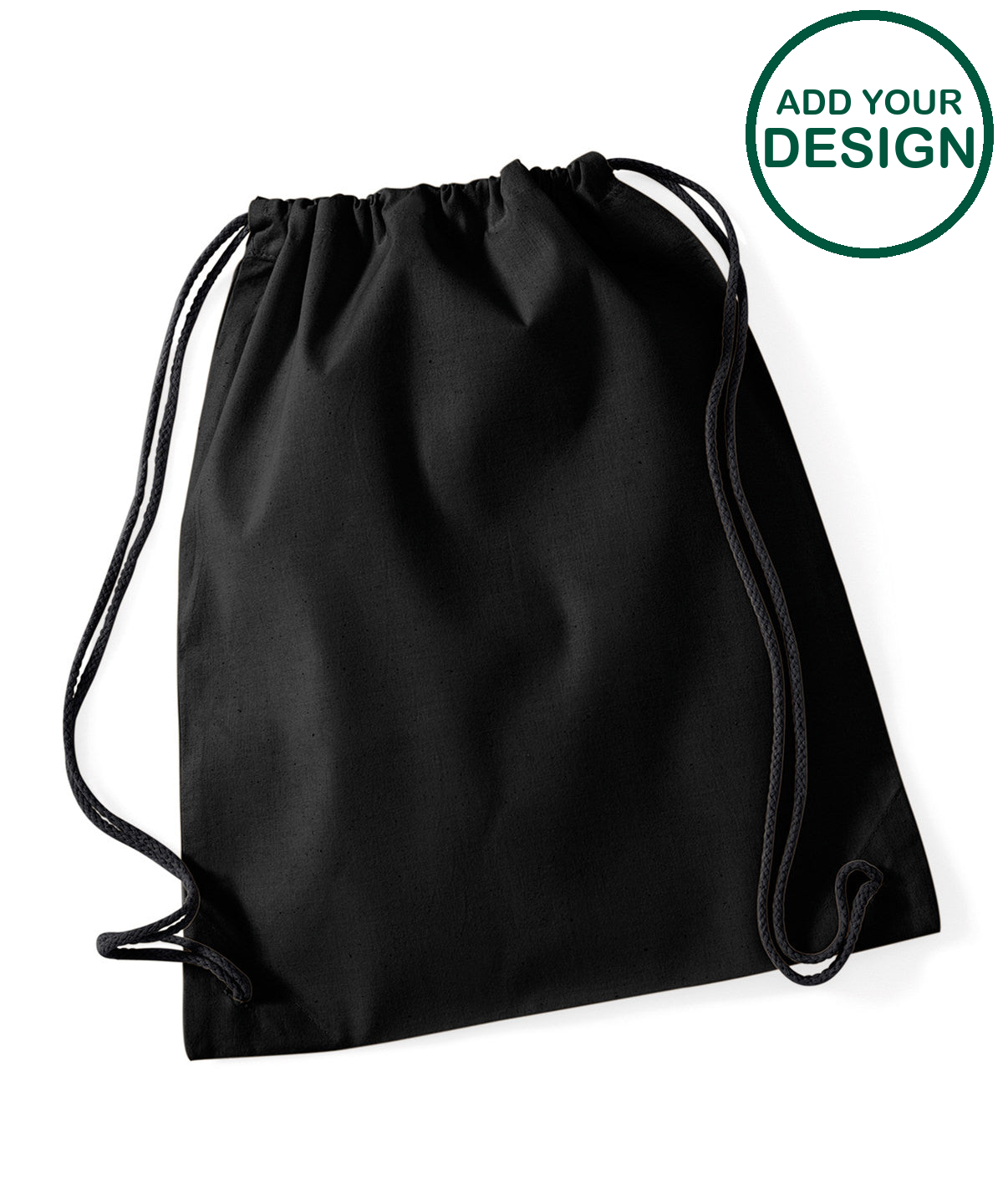 Westford Mill - Cotton gymsac - Black/Black - Add Your Design/Logo ...