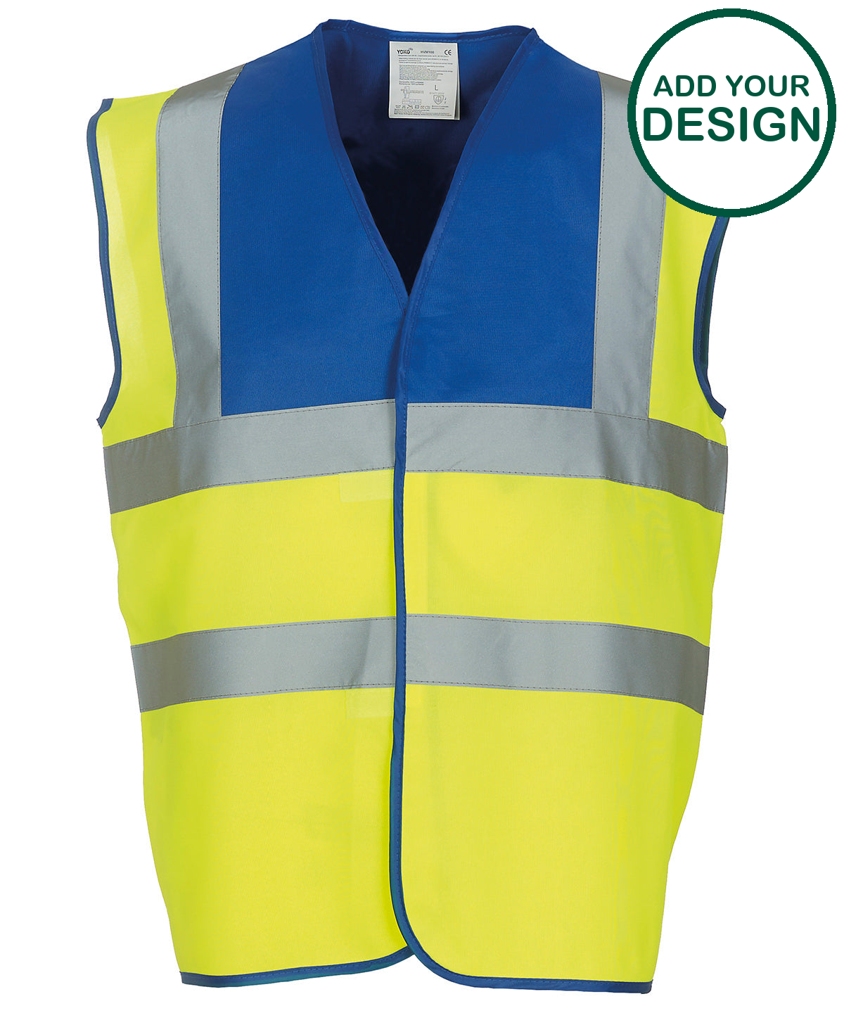 Yoko - Hi-vis 2-band-and-braces waistcoat (HVW100) - Royal Yoke/Yellow ...
