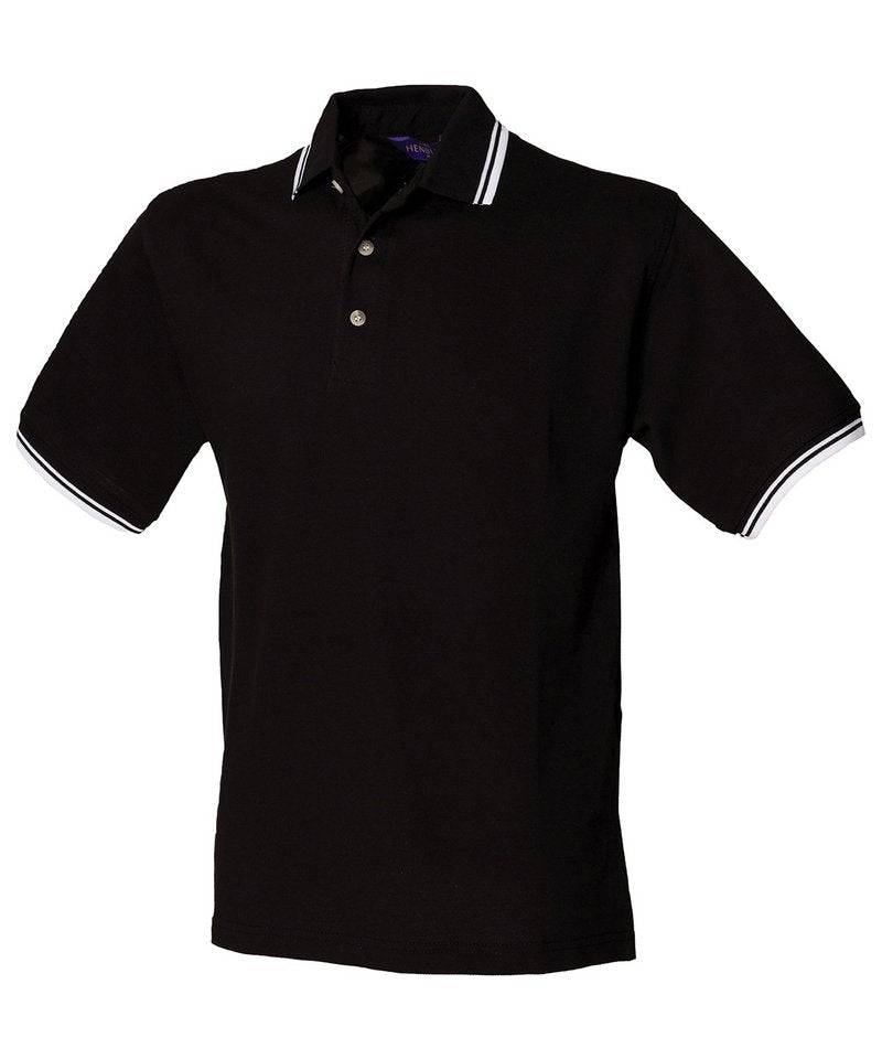 Henbury - Double tipped collar and cuff polo shirt - Black White ...